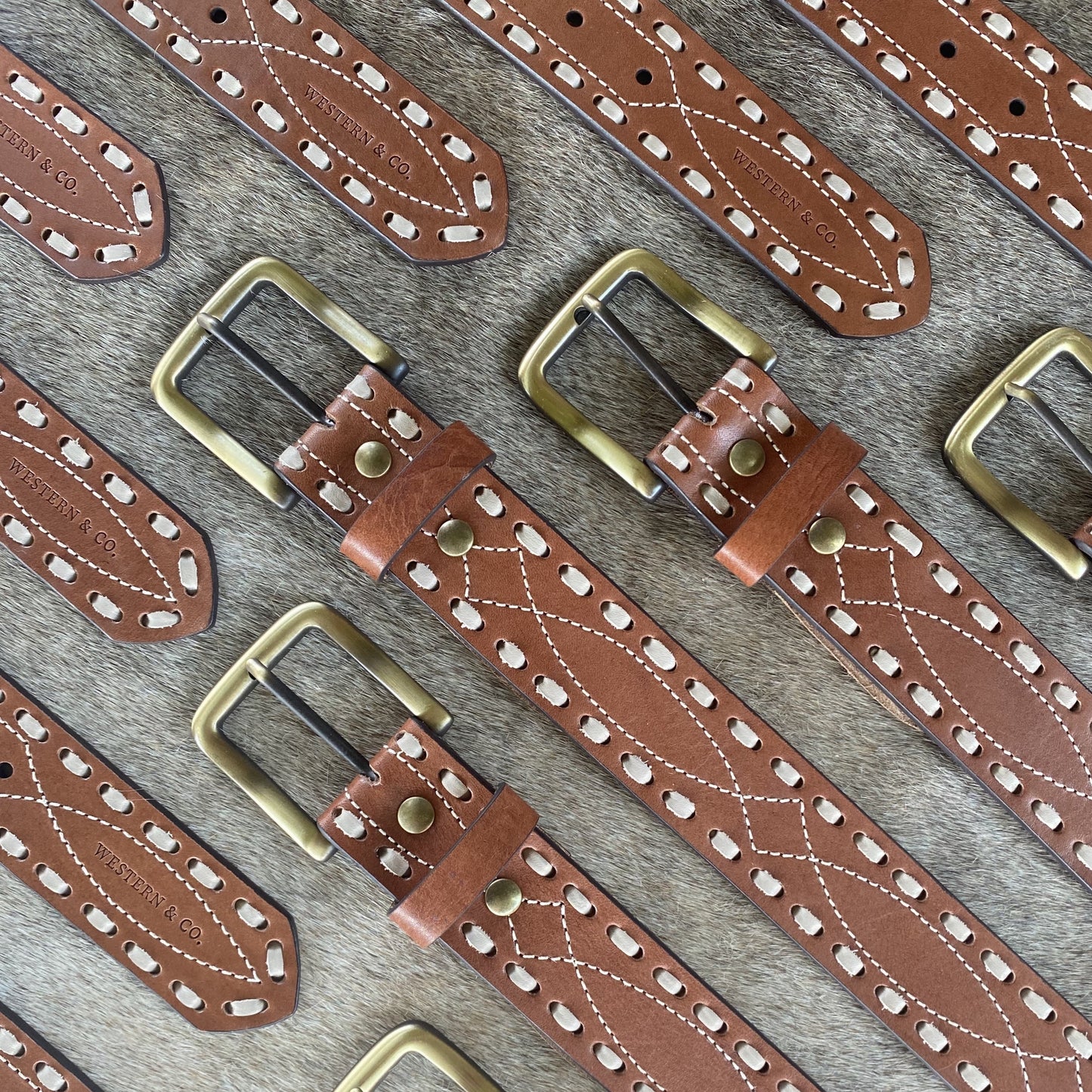 The Classic Buckstitch Belt - Saddle– Western & Co.